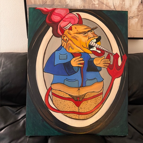 Art | Devilthemed Art Canvas With Red And Blue Accents Political Art ...